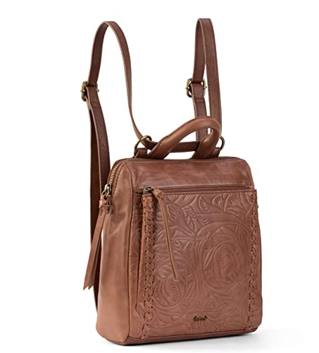 The Sak Women's Loyola Mini Convertible Backpack in Leather, Slate Leaf Embossed, One Size