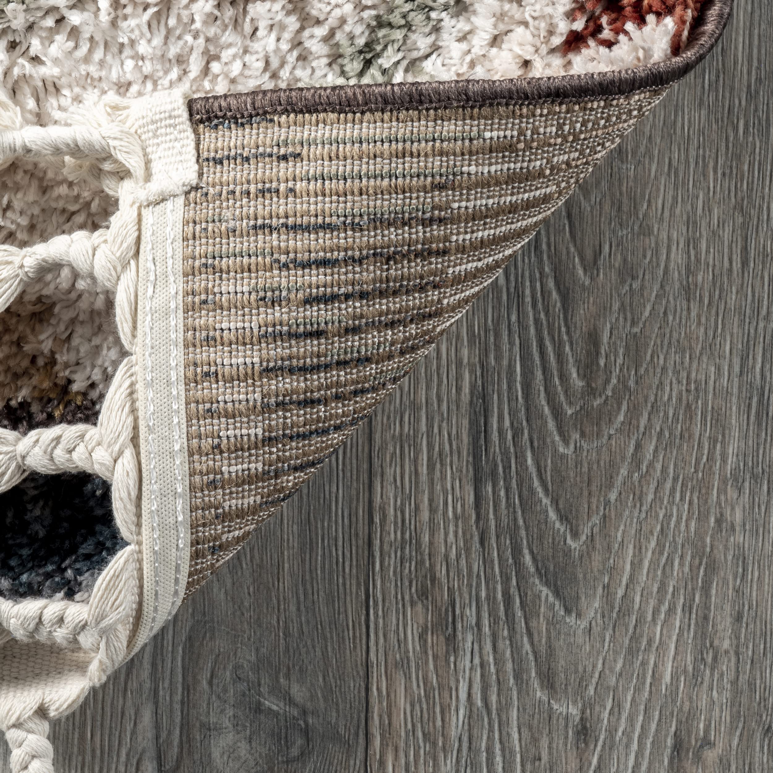 nuLOOM Rosemarie Bohemian Soft Shag Tassel Area Rug, 6' 7" x 9', Grey