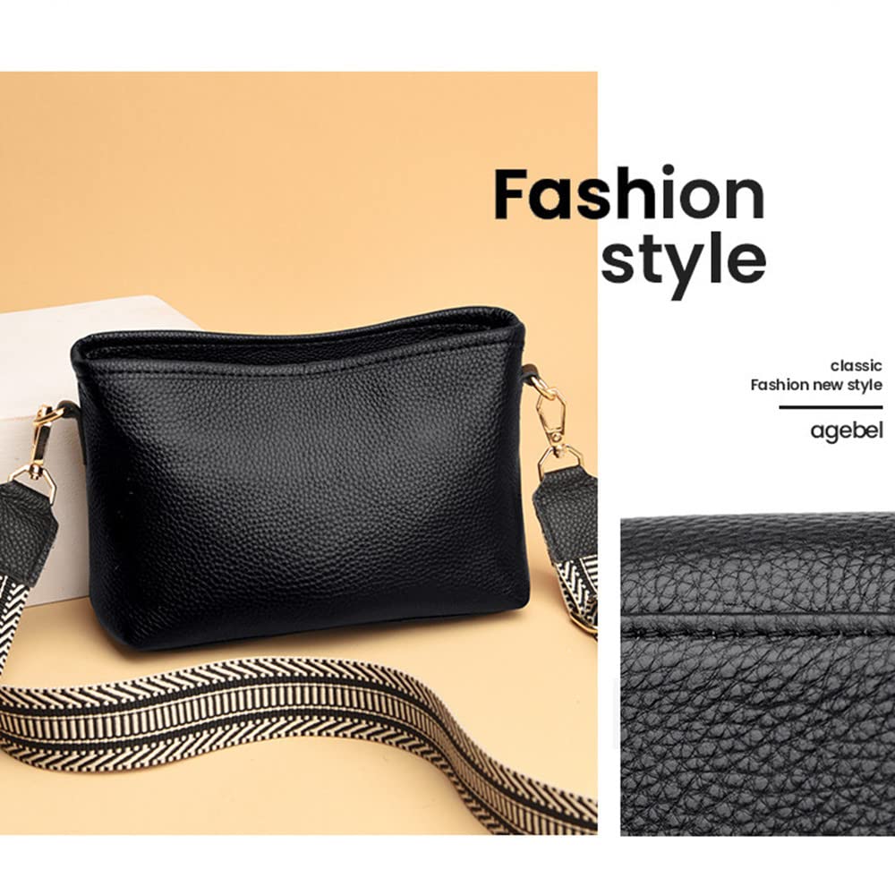 WITATAOGE Women's Small Vegan Leather Crossbody Bag w/Guitar Strap Shoulder Bag Hand Purses Phone Bags Wallet Saddle Bag (Black)