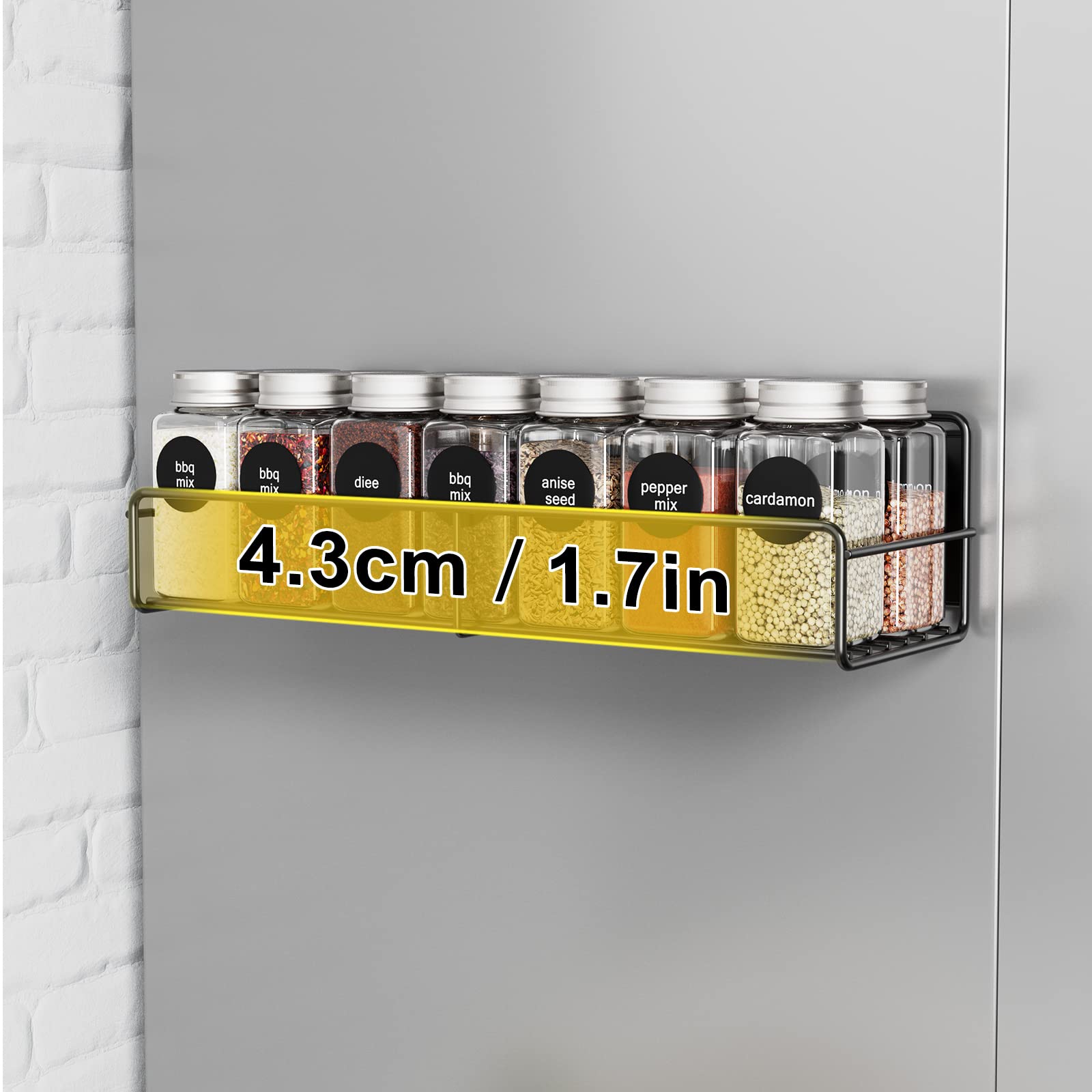 Mystozer 2 Pack Magnetic Spice Rack Organizer, Space Saver for Refrigerator and Microwave Oven, Magnetical Fridge Shelf for Jars, Seaoning, tins and Utensils Black