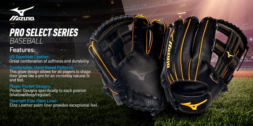 Mizuno GPS1-400R Pro Select Infield Baseball Glove, Brown, 11.5" Right Hand Throw