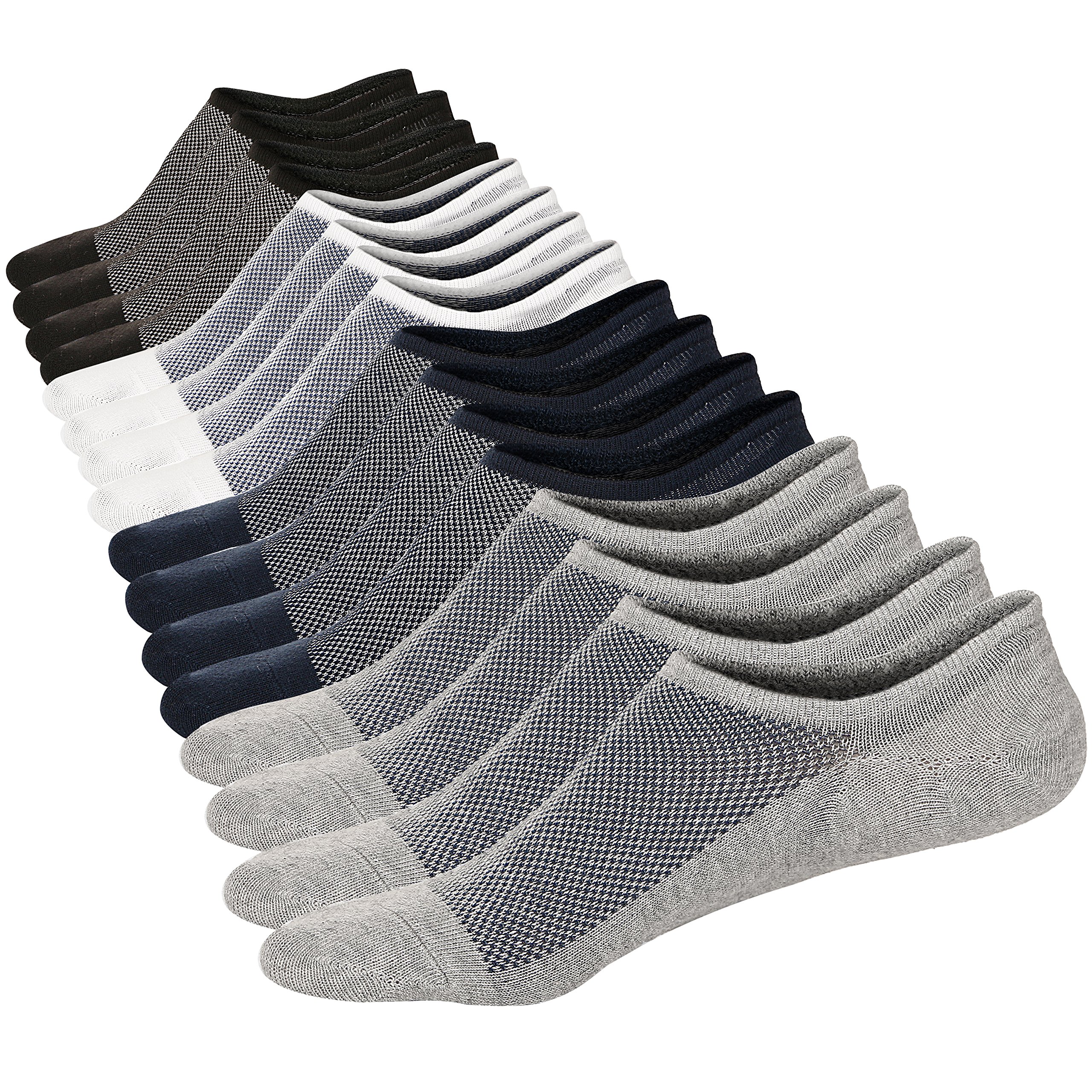 Mottee&Zconia Mens No Show Ankle Low Cut Invisible Socks Comfy Casual Non-Slip Socks 8 Pairs Size L