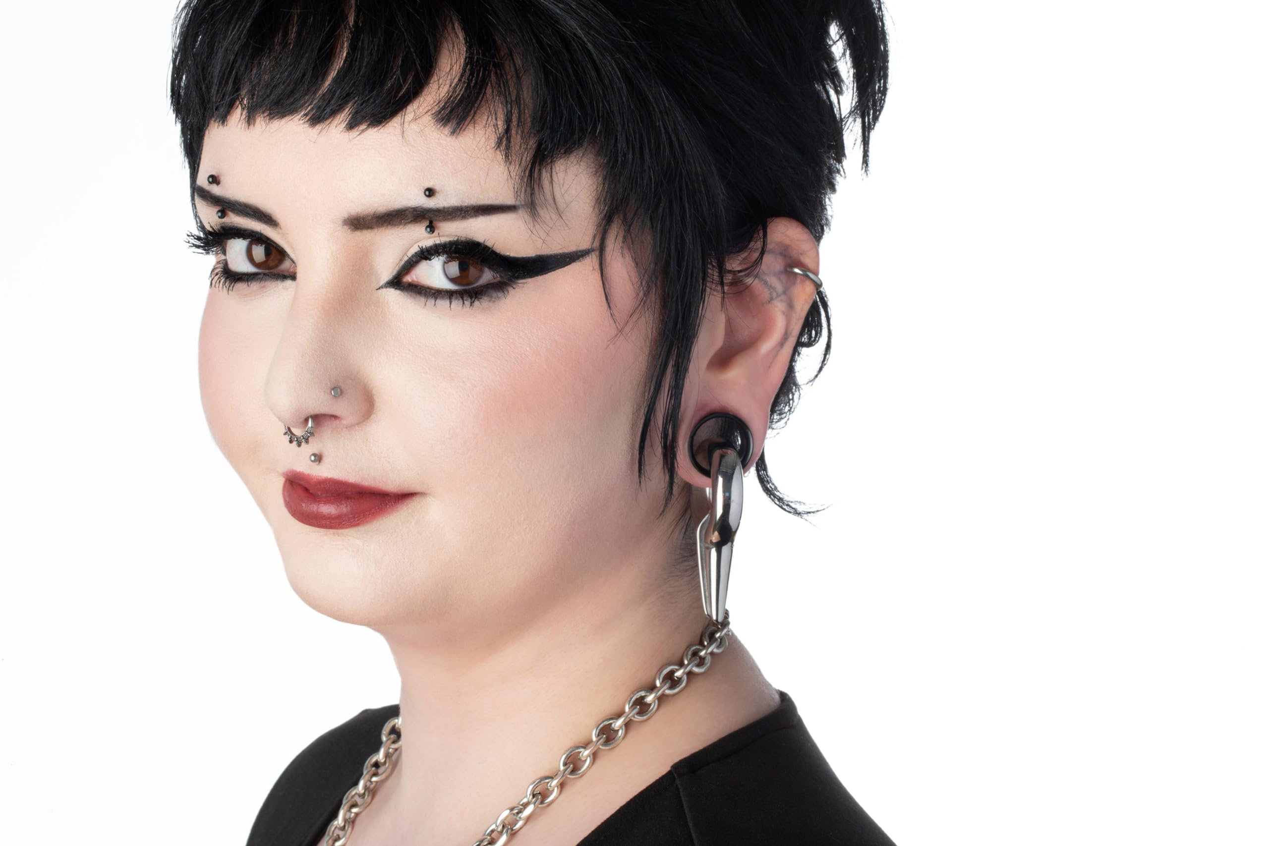 Pierced Owl Black Double Flared Tunnel Plugs in 316L Surgical Steel with Titanium IP, Sold as a Pair (25mm (1"))