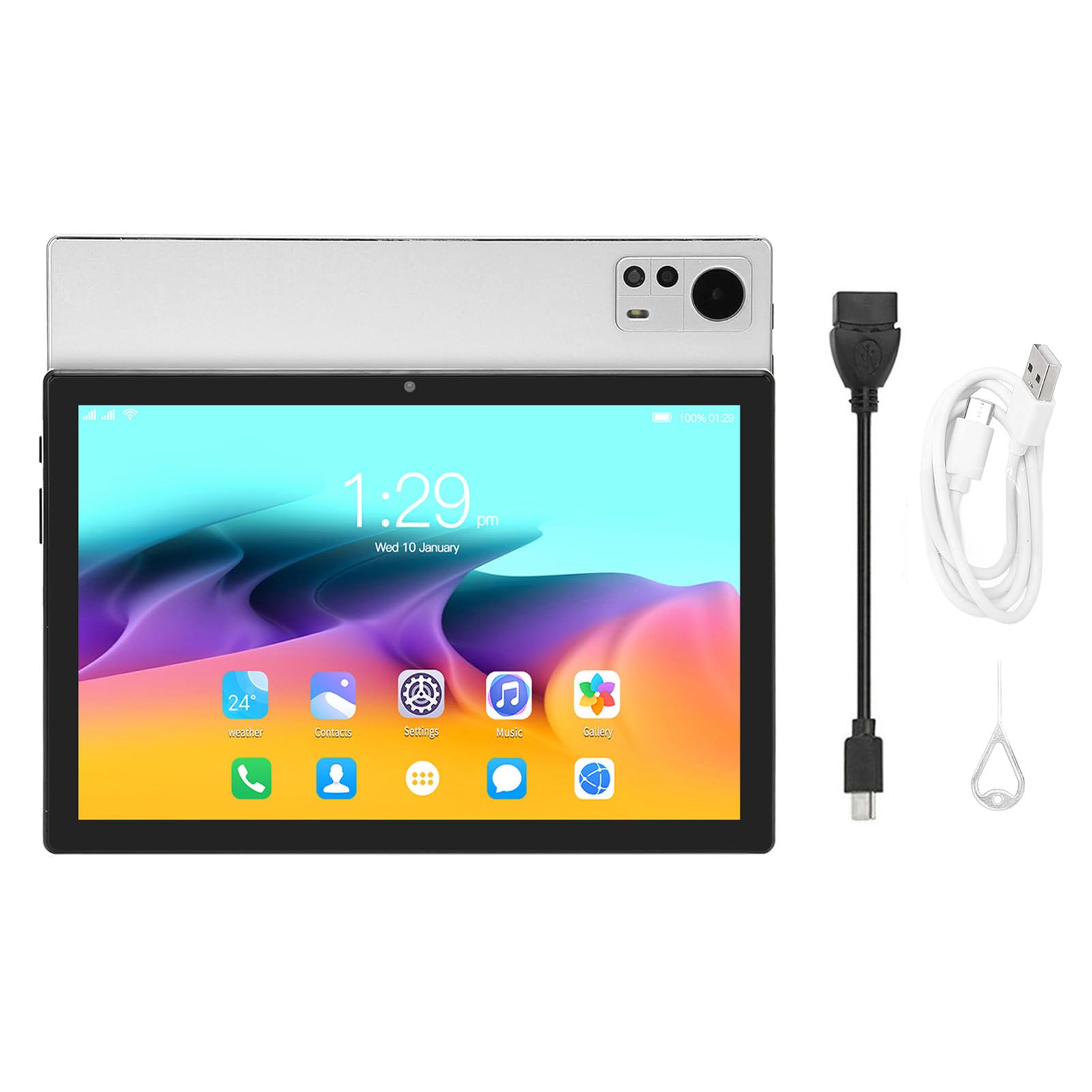 Pssopp 10.1 Inch HD Tablet, 8MP 13MP Tab M10 5G WiFi Tablet Computer for Android 11 for Work (White)