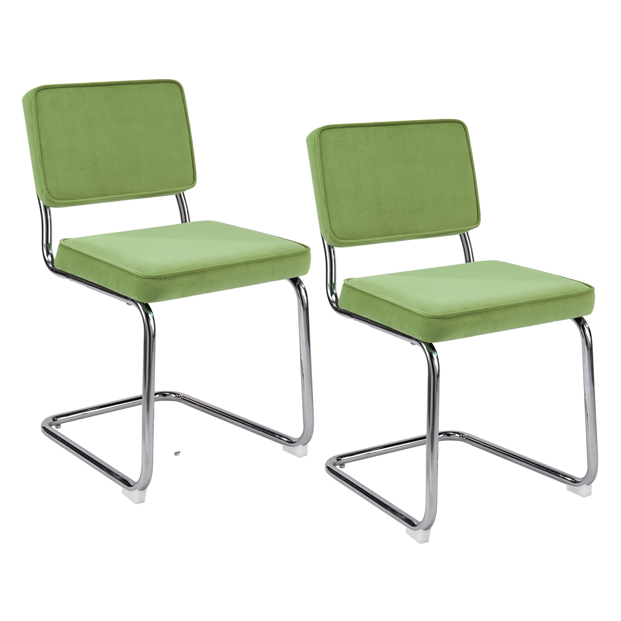 Natsukage Dining Chairs Set of 2 Mid Century Modern Dining Chairs with Chrome Metal Frame Upholstered Velvet Dining Chairs Kitchen & Dining Room Chairs,Green