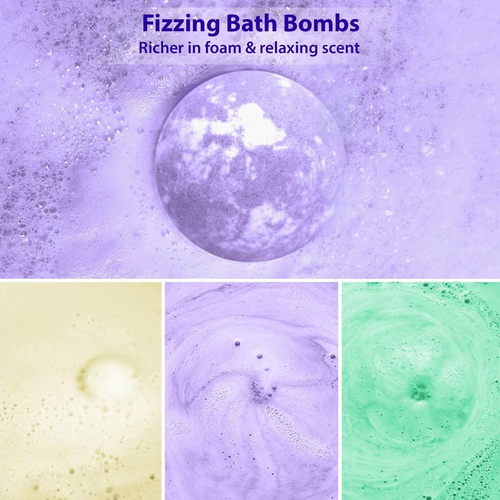 MU Home Organic Bath Bombs Gift Set Large Hemp Bubble Spa Fizzies with Shea Butter, Hemp and Essential Oils (Herbal, 12)