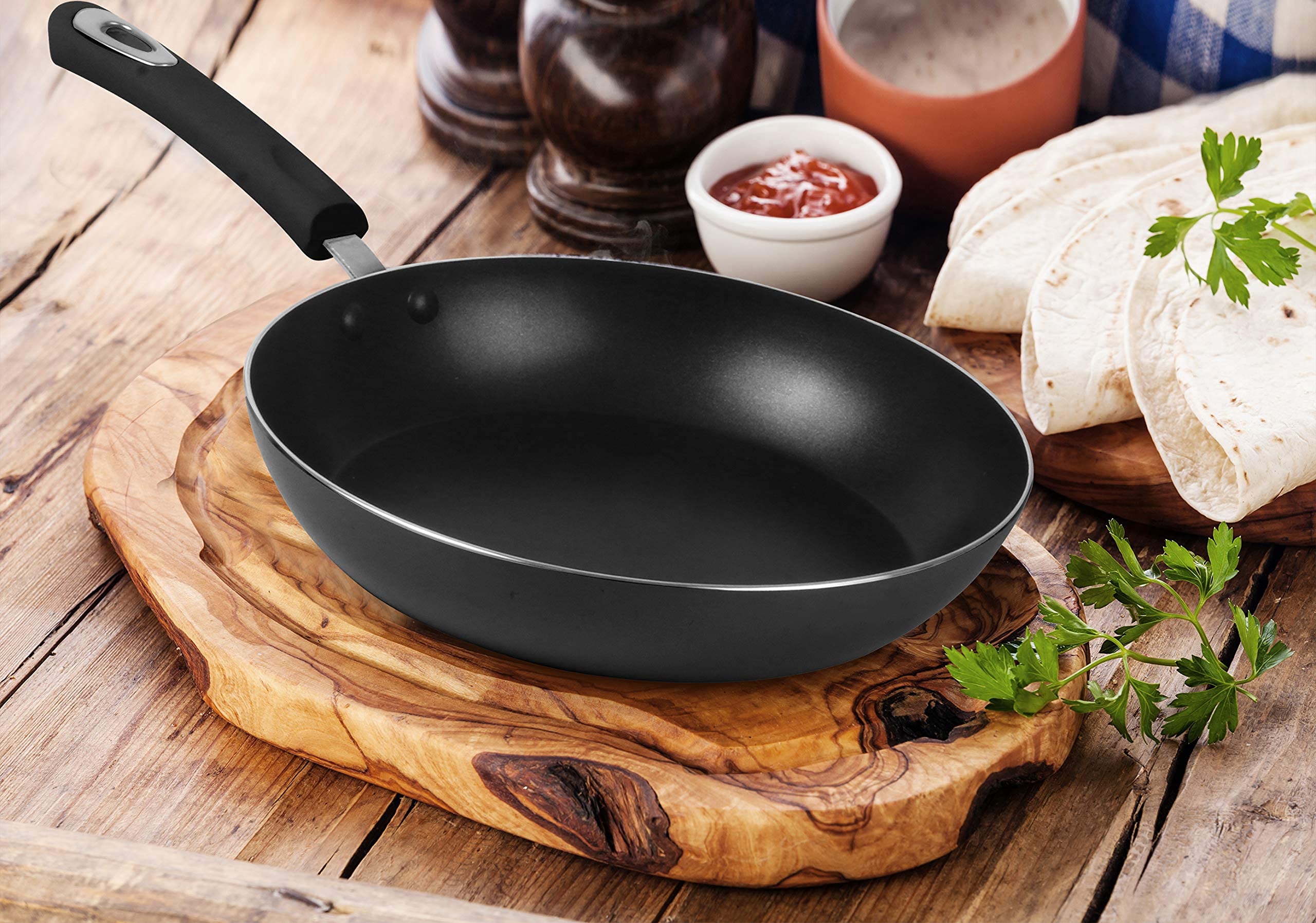 Utopia Kitchen 1 Quart & 2 Quart Nonstick Saucepans with Glass Lids & along with 8β 9β & 11β Nonstick Frying Pan - Induction Bottom - Multipurpose Use for Home Kitchen or Restaurant - Grey-Black