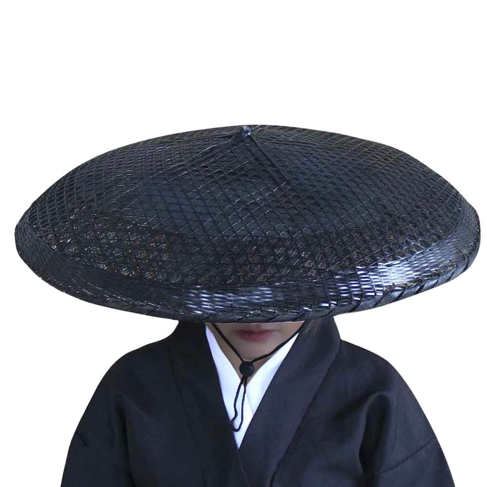 SUNNYHILL Bamboo Sun Hat Samurai Hat Rice Hat Cosplay Asian Hat Japanese Hat Dia.19.7 Inches (Black)