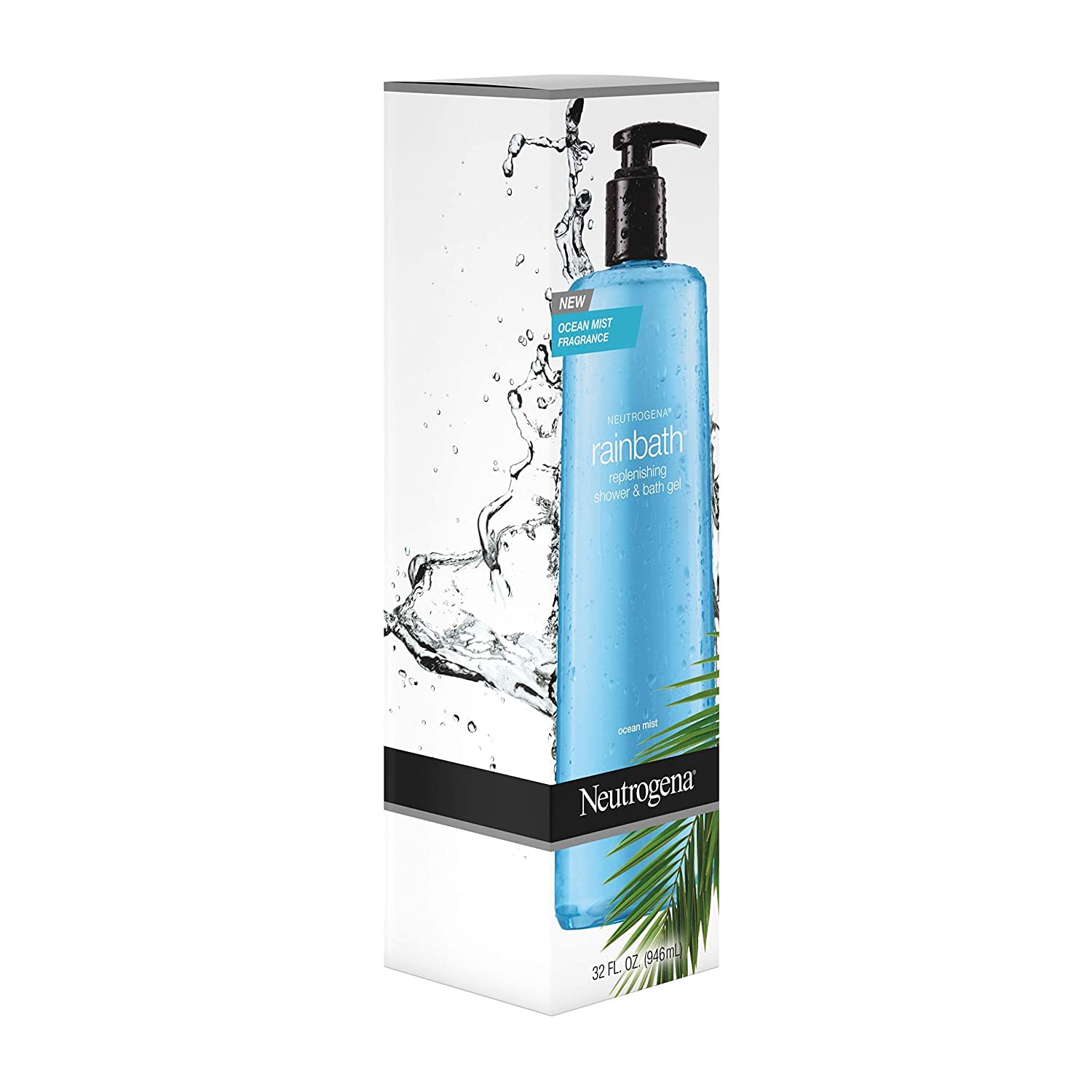 Neutrogena Rainbath Replenishing and Cleansing Shower and Bath Gel, Moisturizing Body Wash and Shaving Gel with Clean Rinsing Lather, Ocean Mist Scent, 32 fl. oz (Pack of 2)