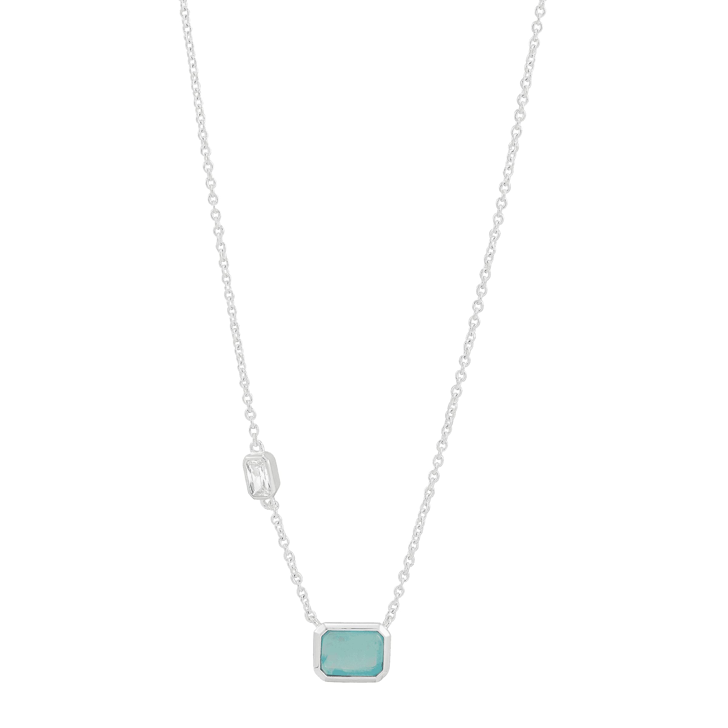 Silpada 'Intergalactic' Lab-Created Opal and Cubic Zirconia Necklace in Sterling Silver, 18" + 2"