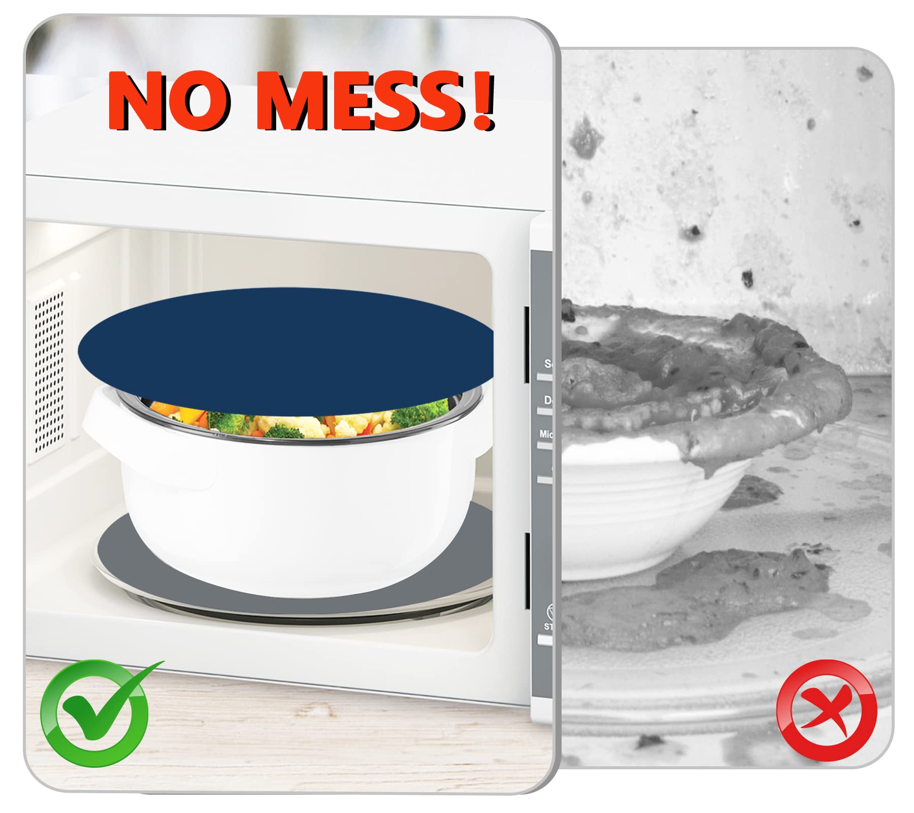 Webake Silicone Microwave Mat 12 Inch Round Large Trivet 2 Pack Non-Slip Microwave Turntable Pad, Giant Pot Holders Drying Placemat for Hot Pot Pans Bowls Plates Dishes Kitchen Counter