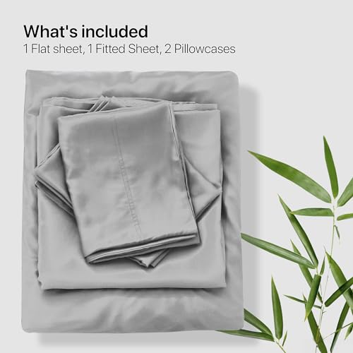 NATUREFIELD Bed Sheets Set Top Split King Size (4pc), Rayon Derived from Bamboo, Cooling Sheets with Fitted Deep Pockets, Hotel Luxury Bedding Sheets & Pillowcases