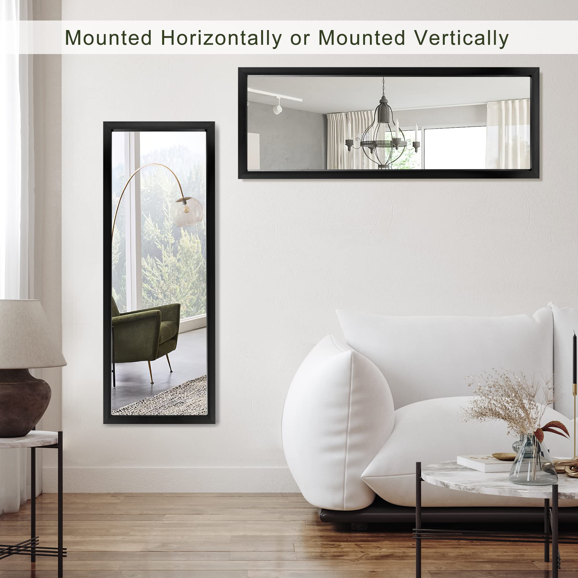 NicBex 43" x 16" Wall Mirror Full Length Mirror for Wall Hanging Wall Mirror for Bedroom Dorm Polystyrene Frame Black