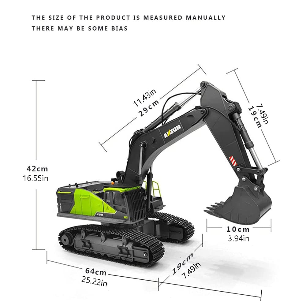 ZRYYWAN 4-in-1 RC Excavator, 2.4G Remote Control Digger, 22-Channel Alloy Grab Truck, Digger Construction Truck Full Function Engineering Vehicle Toy for Kids and Adults