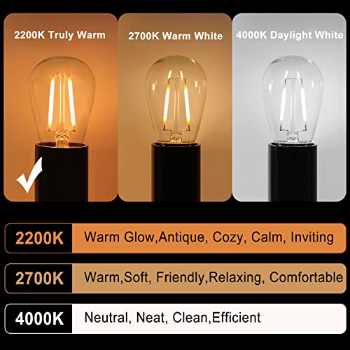 ROMANJOY 25 Pack S14 LED Replacement Bulbs, Shatterproof String Light Bulbs, 2200K Non-Dimmable, 2W Equivalent to 20W, E26 Base Edison LED Light Bulbs for Outdoor Patio Garden Vintage Lights