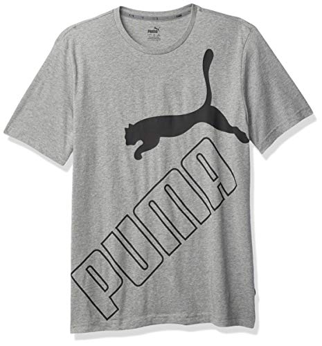 PUMA Men's Big Logo Tee, Medium Gray Heather, S