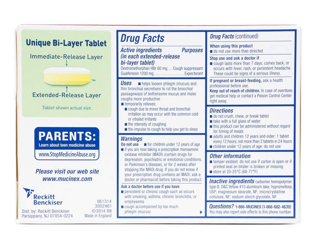Mucinex DM Maximum Strength 12-Hour Expectorant and Cough Suppressant Tablets, 42 ct (Pack of 6)