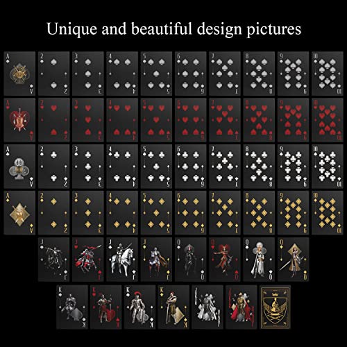 WJPC Waterproof Playing Cards,Plastic Playing Cards,Deck of Cards ,Game and Party Poker Cards (Knight Gold)