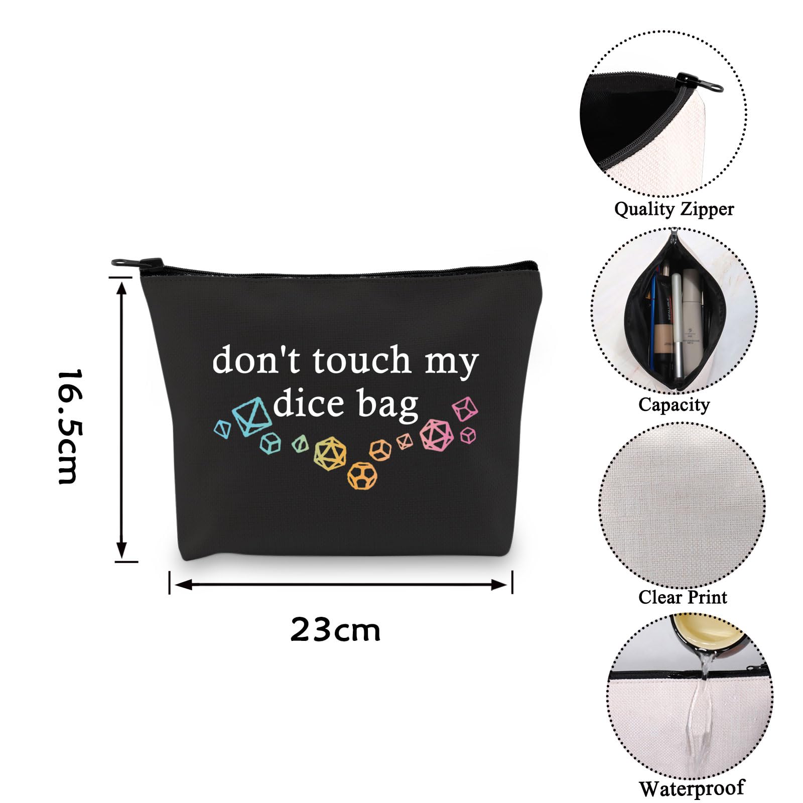 VAMSII Dice Zipped Storage Pouch Don't Touch My Dice Bag Funny Gamer Gift Token Bag (Dice Bag)