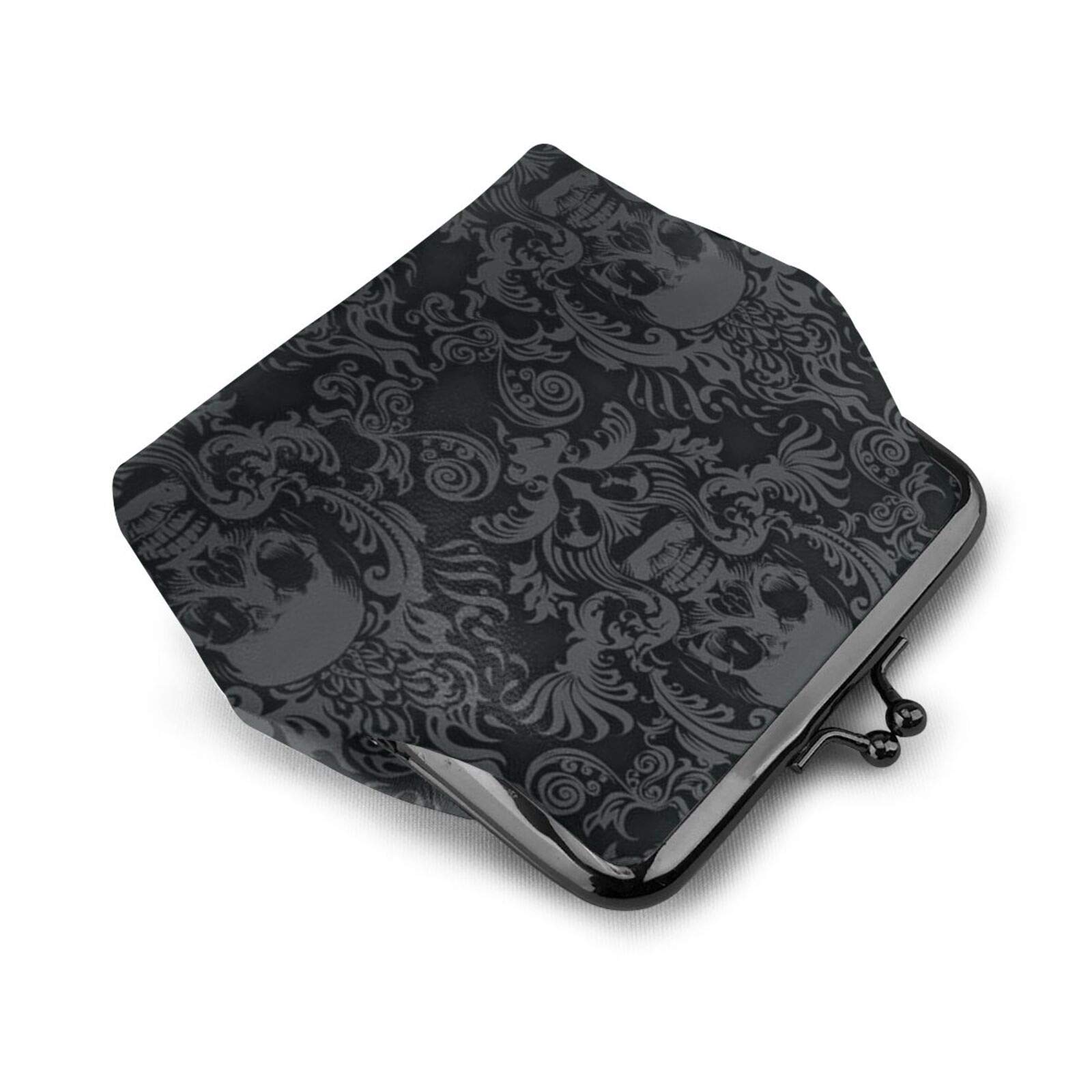 Skull Wallet for Women Leather Gothic Coin Purses Pouch Kiss-Lock Change Travel Makeup Wallets
