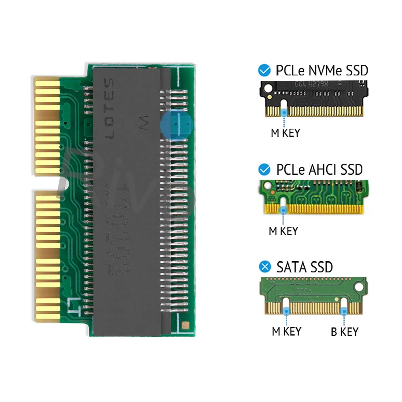 Rivo NGFF M.2 nVME SSD Adapter Card for Upgrade MacBook Air(2013-2016 Year) and Mac PRO(Late 2013-2015 Year)