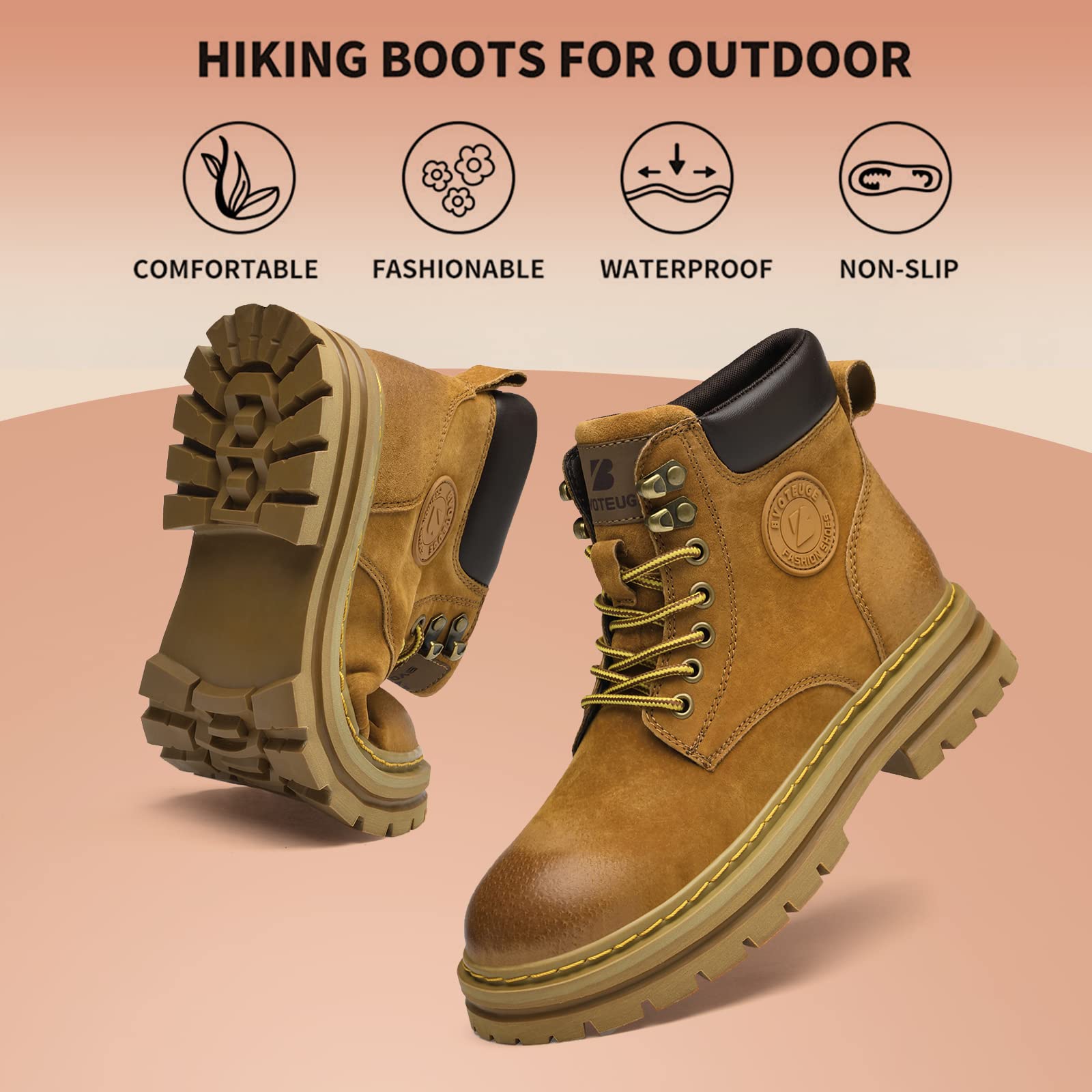Women Mid Hiking Boots Outdoor Non Slip Water Resistant Backpacking Trekking Walking Trails (5.5)