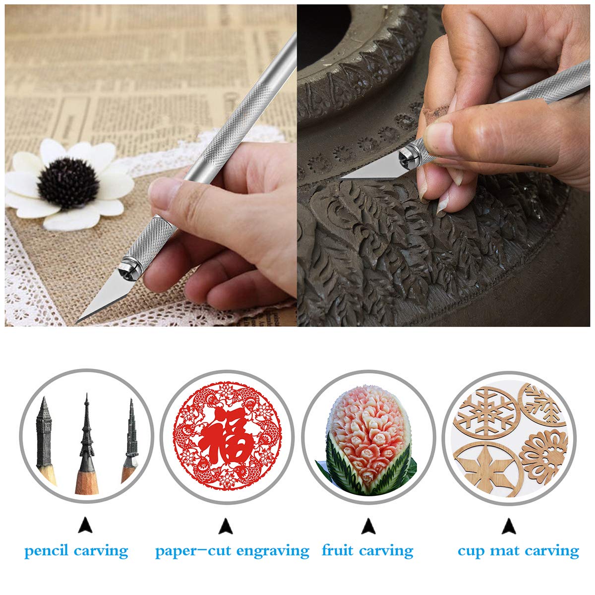 PLANTIONAL Craft Weeding Tools for Vinyl: 18 PCS Craft Basic Set Tools Kits Including Scissor, Tweezers, Weeders, Scraper, Spatula for Weeding Vinyl | Silhouettes | Cameos