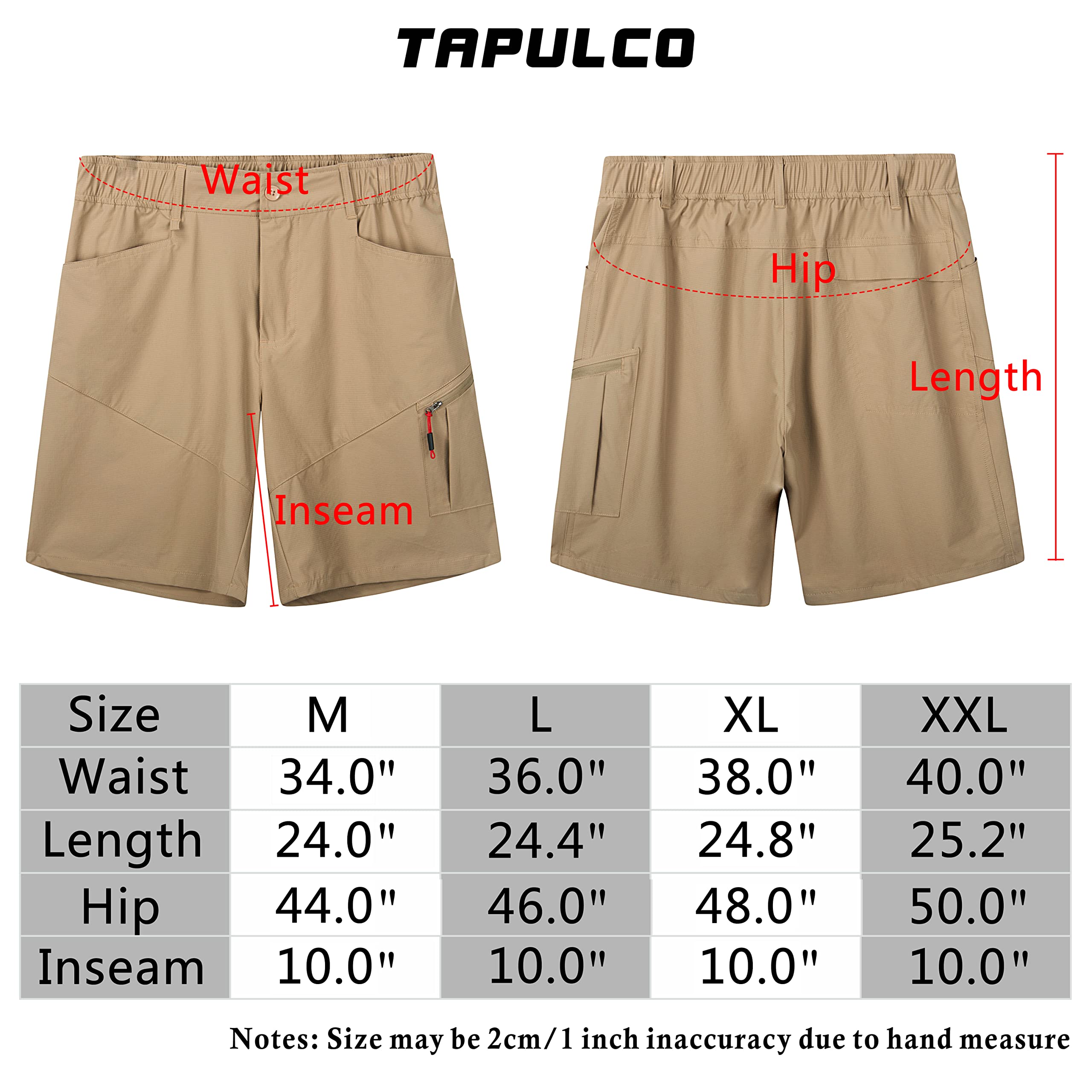 TAPULCO Mens Summer Essentials Basic Hiking Cargo Shorts Dry Fit Lightweight Stretch Shorts Casual Outdoor Stretch Shorts Daily Wear Grey X-Large