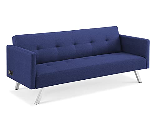 Serta Paragon Convertible Sofa Bed, 71.3" W x 29.5" D x 29.5" H, Navy Blue