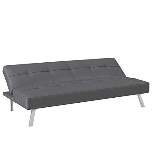 Serta Rane Vegan Leather Futon, 66.1" W x 33.1" D x 29.5" H, Dark Gray