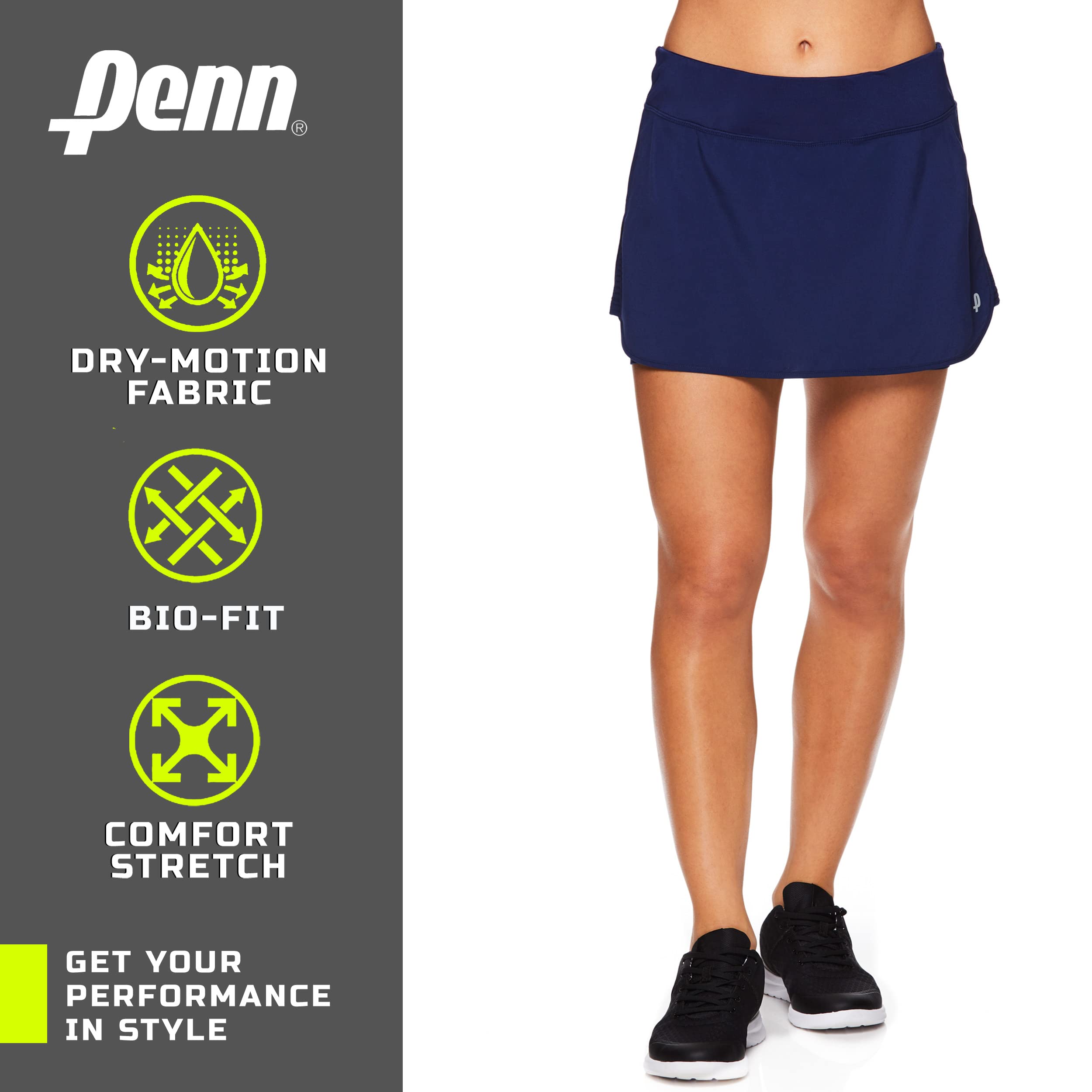 PENN Women's Spike Athletic Mini Skort for Performance Training Tennis Golf & Running - Medieval Blue, Large