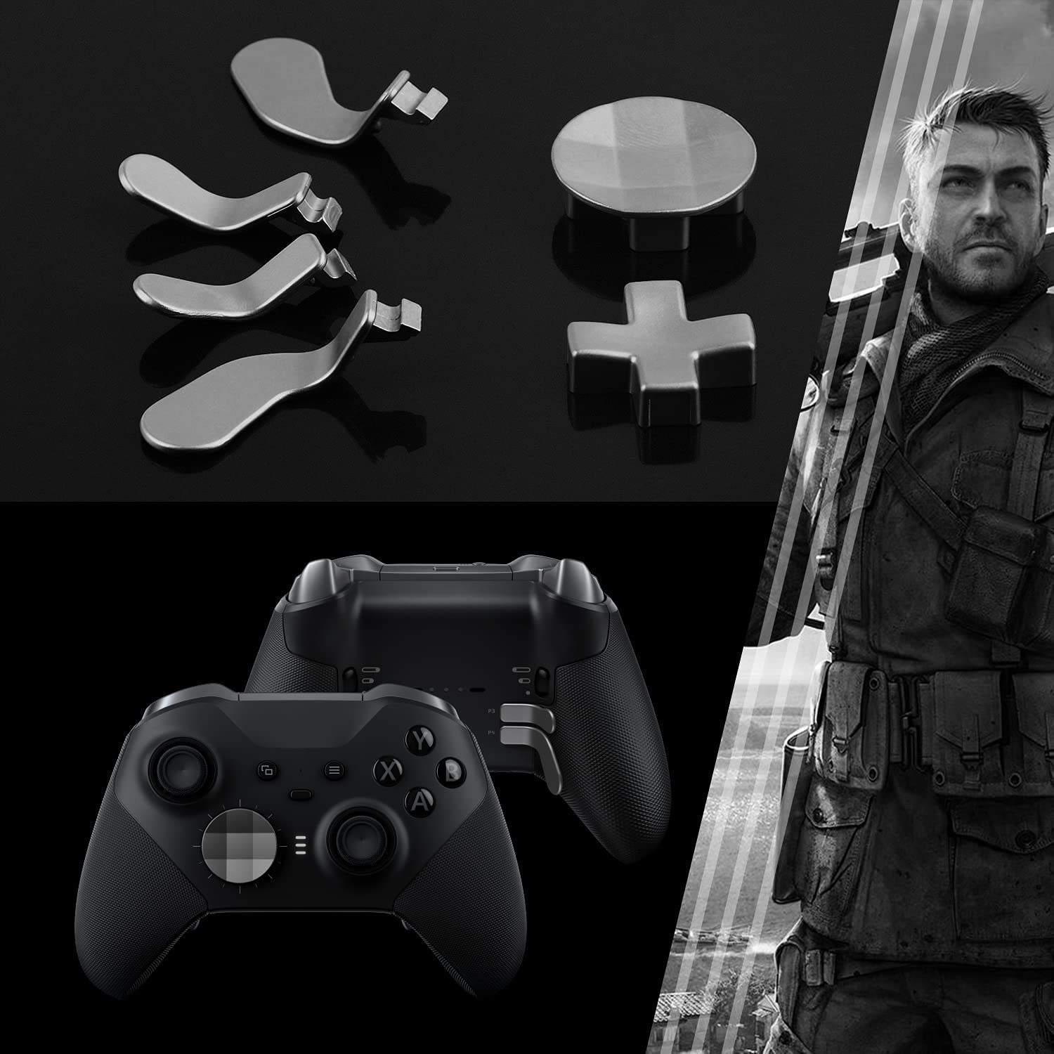 TechKen Metal D-Pads and Paddles Replacement for Xbox One Elite Controller Series 2, Xbox One Elite Controller