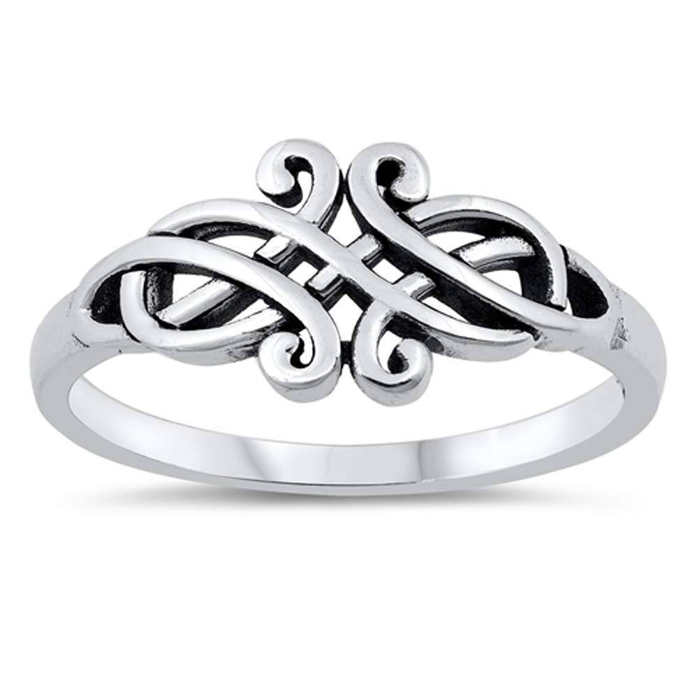 Oxidized Celtic Knot Infinity Eternal Ring .925 Sterling Silver Band Size 11
