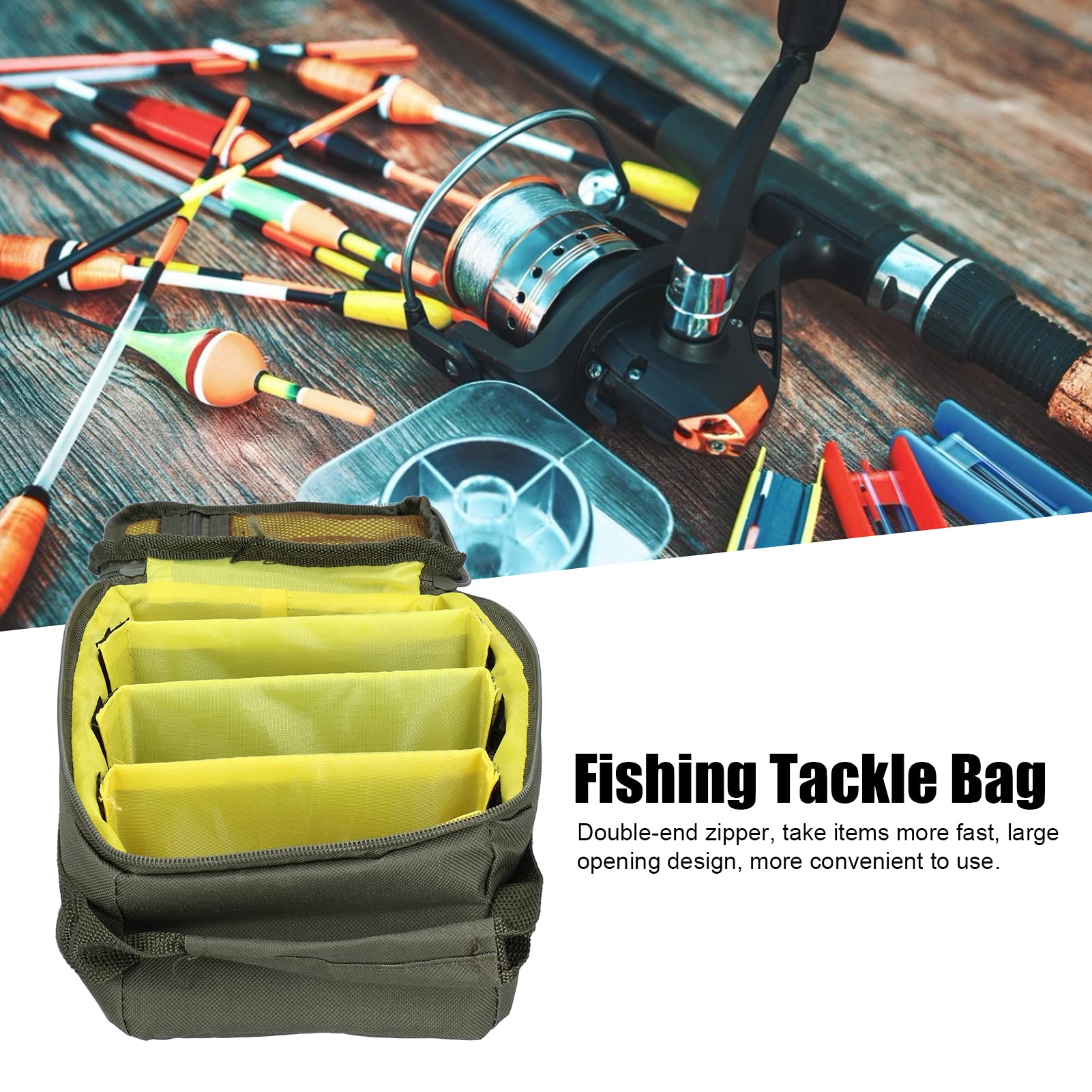 Yeuipea Fishing Tackle Bag Lures,Polyester Large Capacity Fishing Tackle Bag Lures Hook Storage Handbag Fishing Accessory