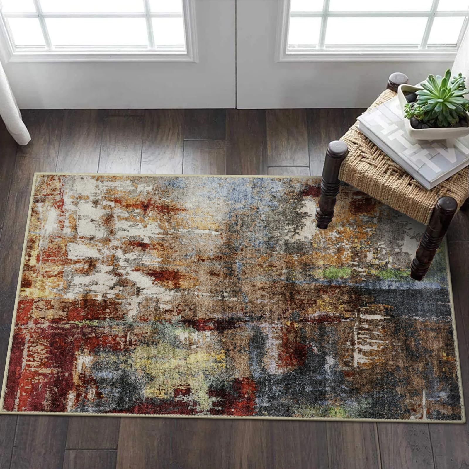 Nailttos Modern Abstract Area Rug, 2x3 Kitchen Rug Non Slip Small Entryway Rug, Machine Washable Low-Pile Indoor Door Mat Accent Rug Carpet for Bathroom Bedroom Kitchen Laundry Room Decor