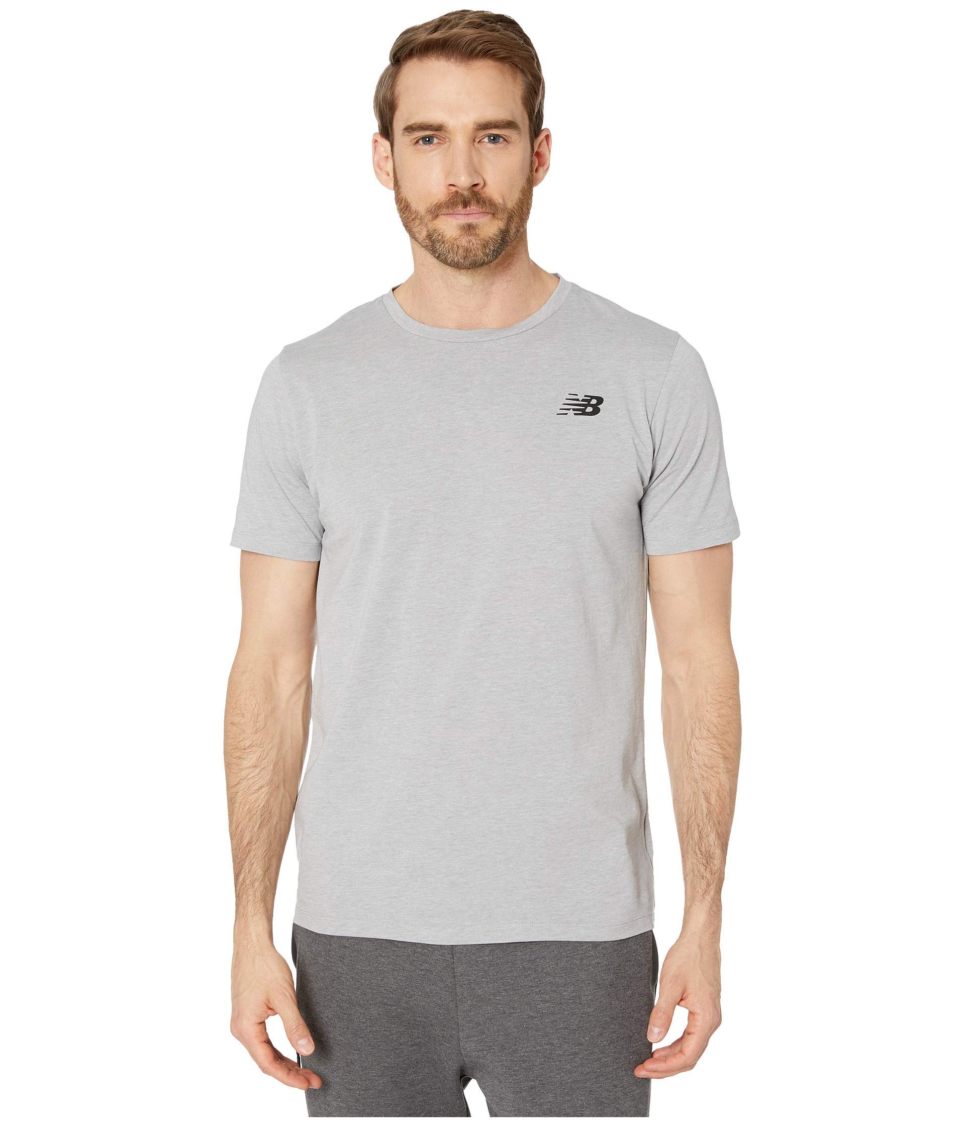New Balance Men's Heather Tech Short Sleeve, Athletic Grey , Large