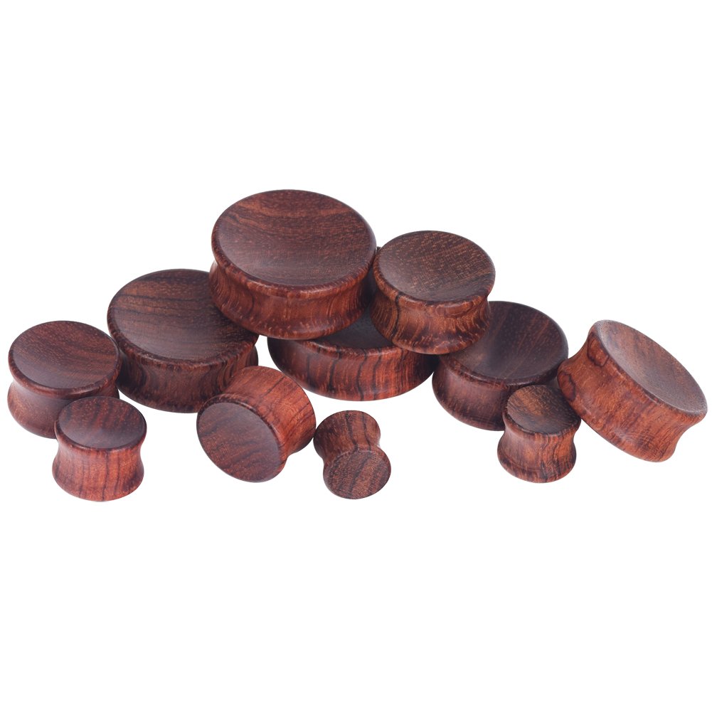 Oyaface 2PC Saddle Plugs Natural Wood Ear Gauges Tunnels Stretcher Set Concavity Wood Style A 26mm