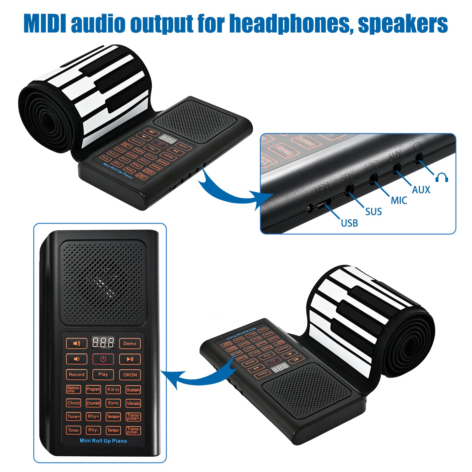 Topoworl Beginner Electric Piano 88 Keys Keyboard Piano Foldable Electronic Piano Home Digital Piano for Microphone Earphone