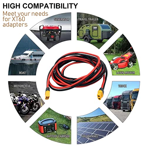 XT60 XT60h Extension Cord 10Ft with Female Male for Solar Generator Portable Power Station Solar Panel RC Battery Lipo Battery Pack Portable Power Station 12Gauge Flexible Silicone Wire Cord(10Ft )