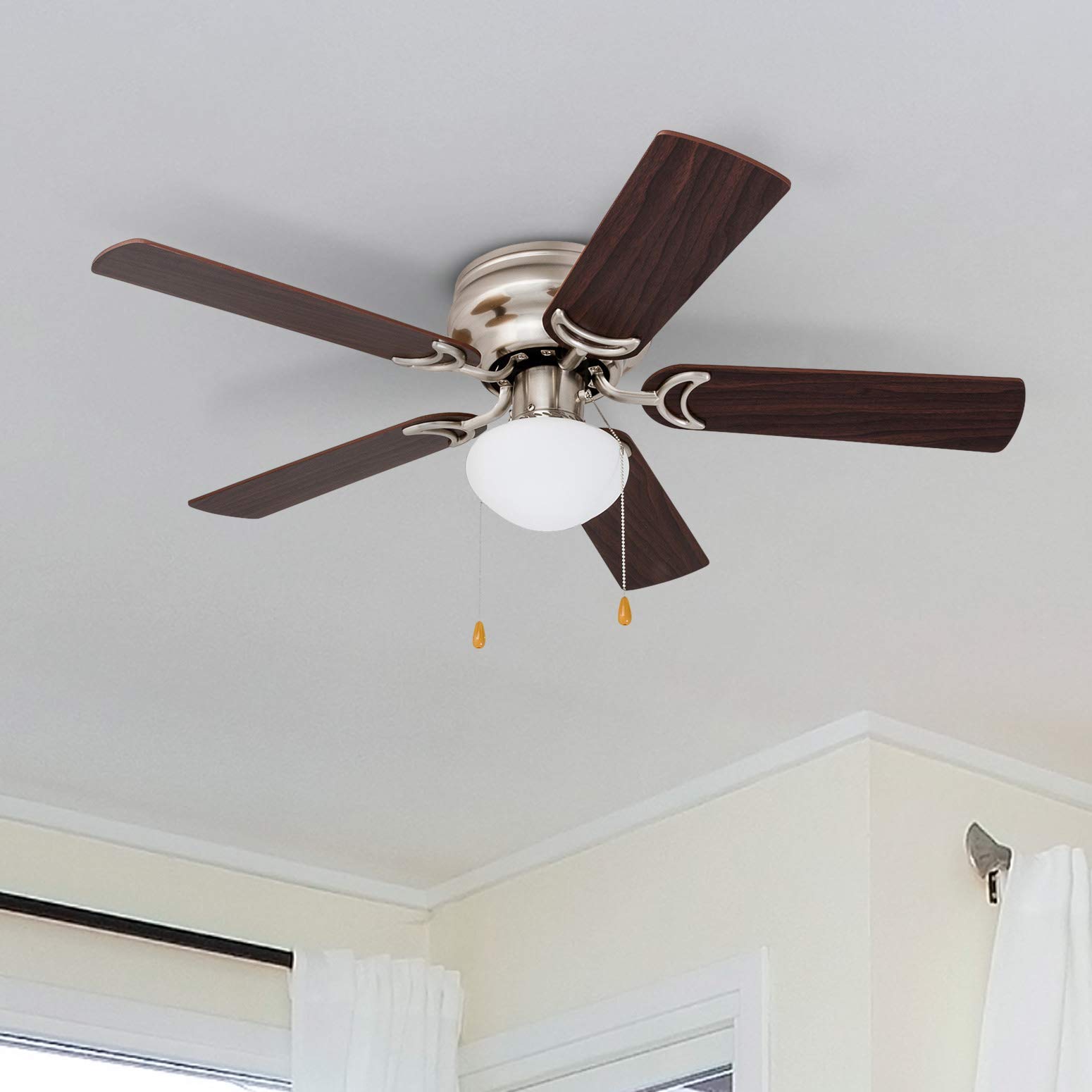 Prominence Home 80029-01 Alvina Led Globe Light Hugger/Low Profile Ceiling Fan, 42 inches, Satin Nickel (Renewed)
