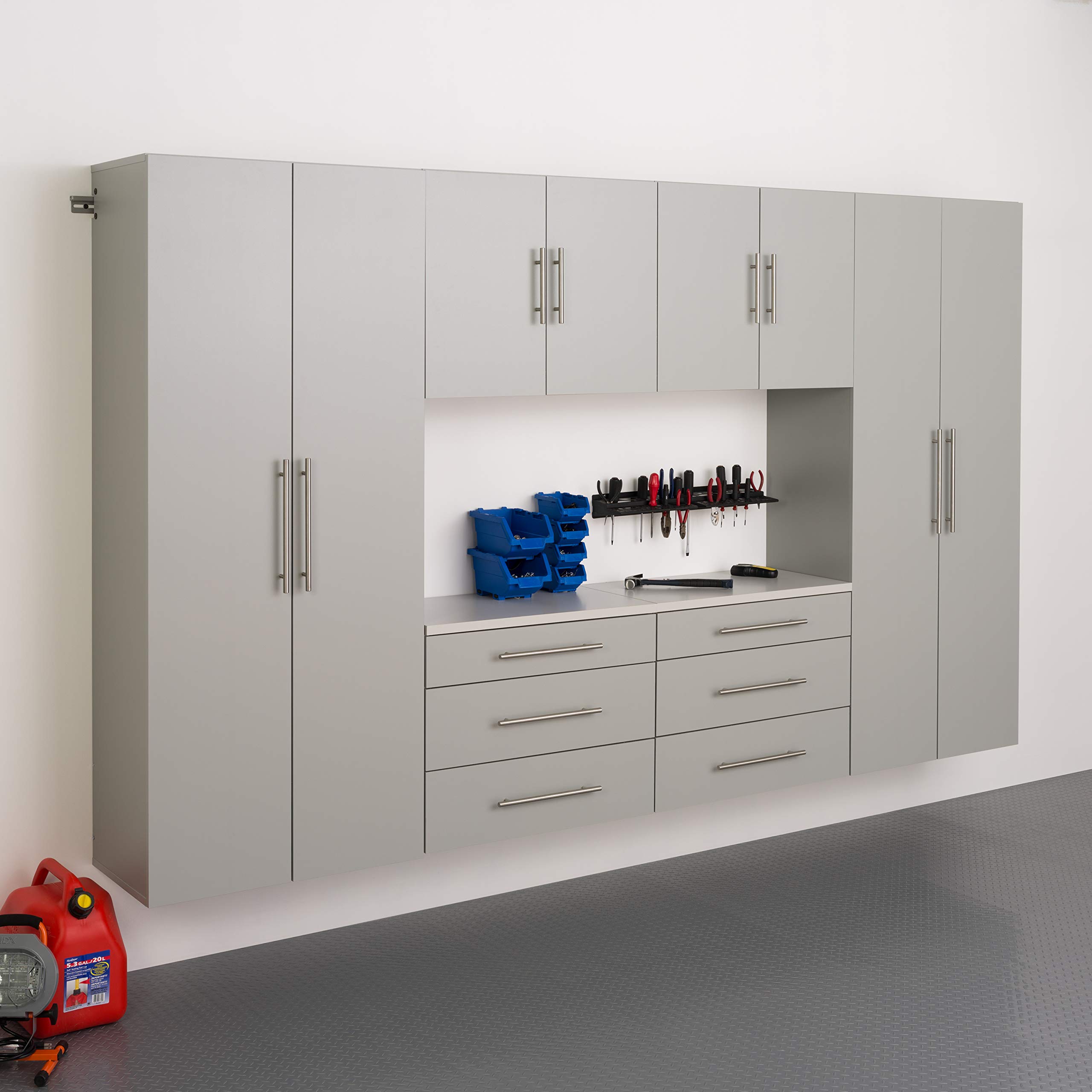 Prepac HangUps Storage Cabinet & HangUps Upper Storage Cabinet, 36", Light Gray