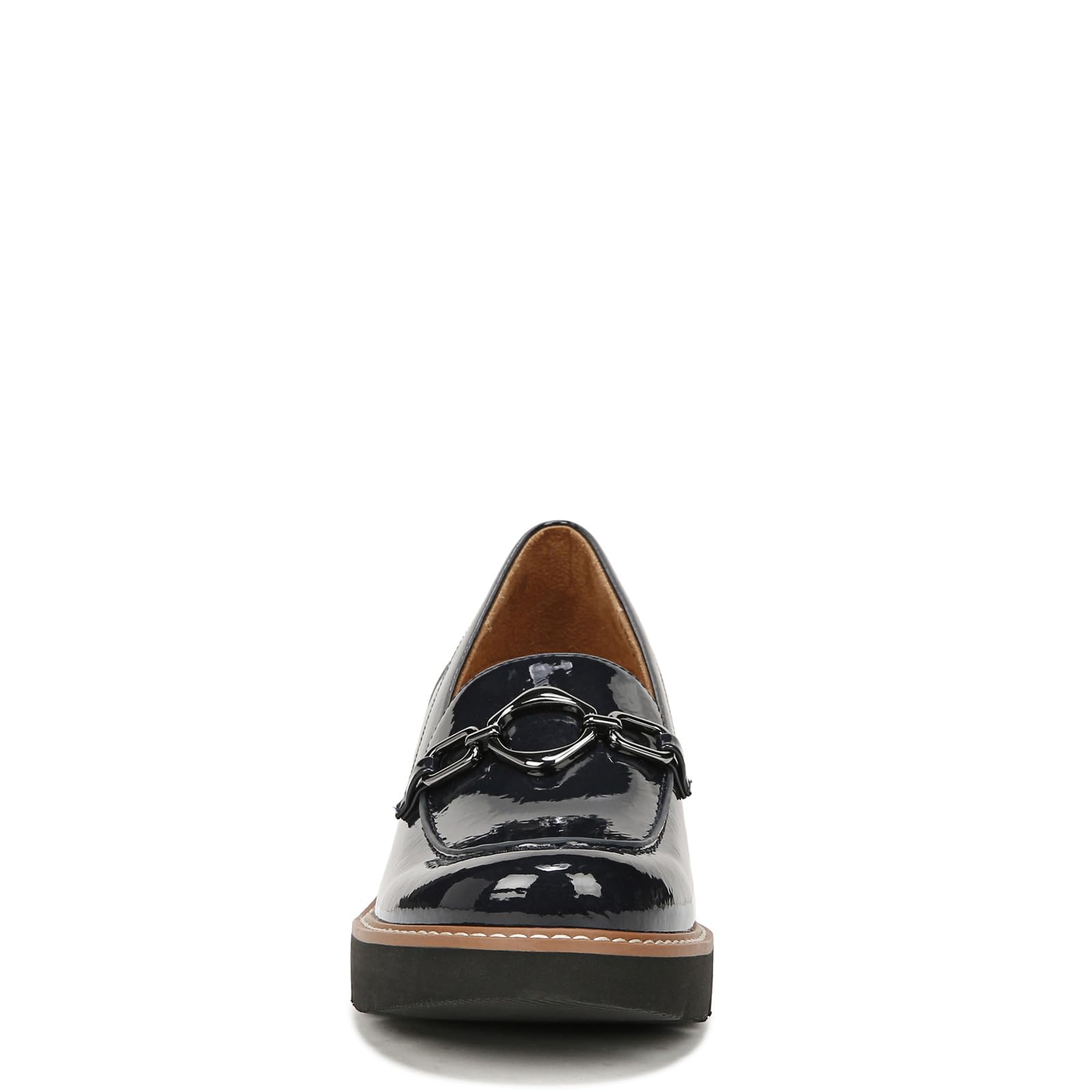 Naturalizer Womens Cabaret-O Ornament Heeled Loafer Navy Blue Patent 7.5 M