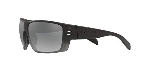 Native Eyewear Griz Polarized Rectangular Sunglasses, Smoke Fade/Silver Reflex, 66 mm