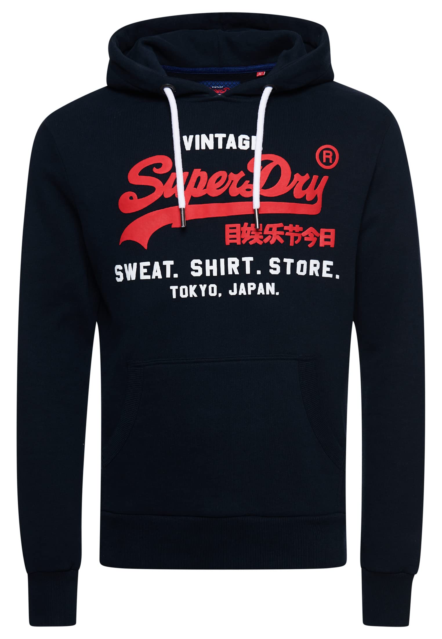 Superdry Mens Sweat Shop Duo Hoodie, Slim Fit, Drawstring Fastening Eclipse Navy Size M