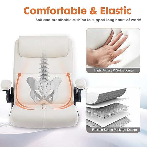 OLIXIS Ergonomic Executive Office Chair Display The Title in The Amazon Shopping Interface, Beige White