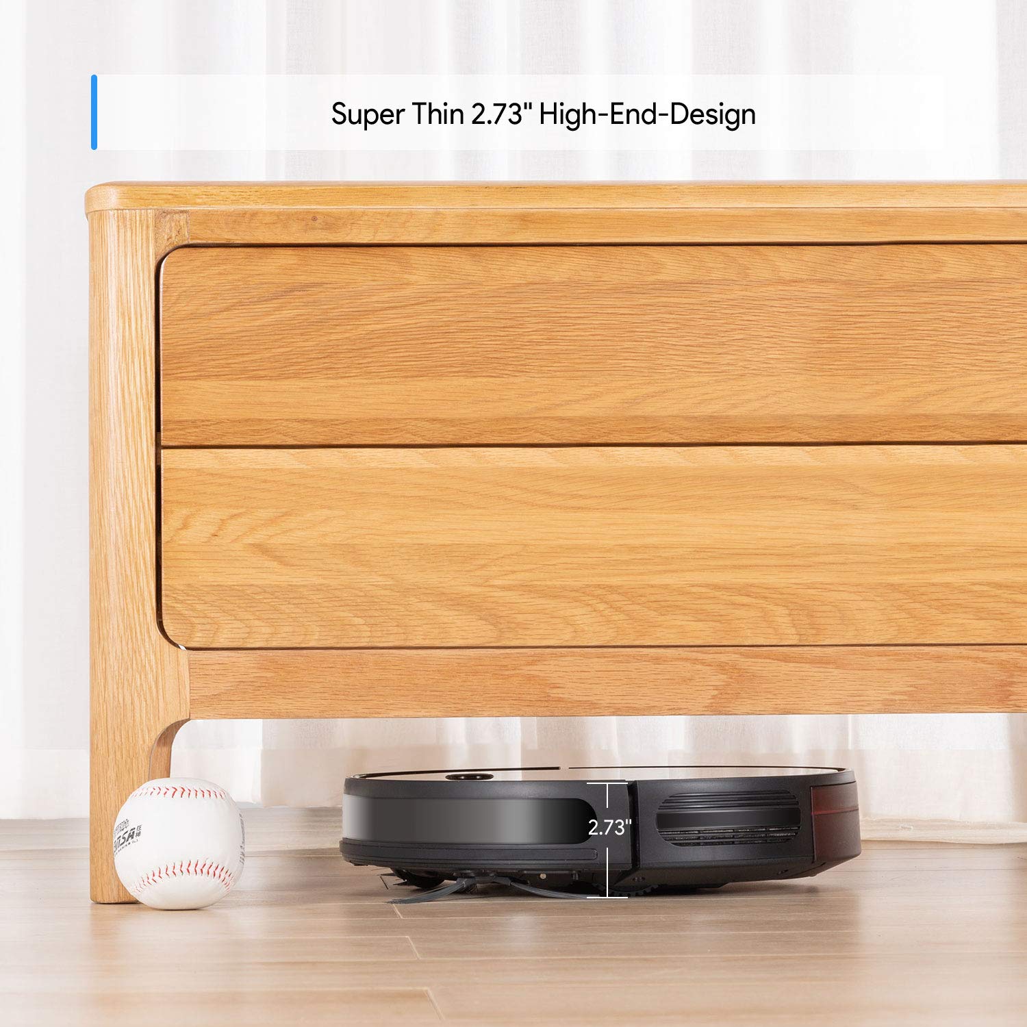 Robot Vacuum - 1600PA Wi-Fi Connected APP Schedule Cleaning Robotic Vacuum Cleaner , Striped Panel, 2.7" Super-Slim, Boundary Strips Included, Ideal for Pet Hair, Hard Floors, Carpets