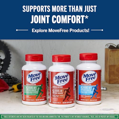 Move Free Advanced Plus MSM Coated Tablets, Joint Health Supplement with Glucosamine and Chondroitin, 120 Count, Pack of 2