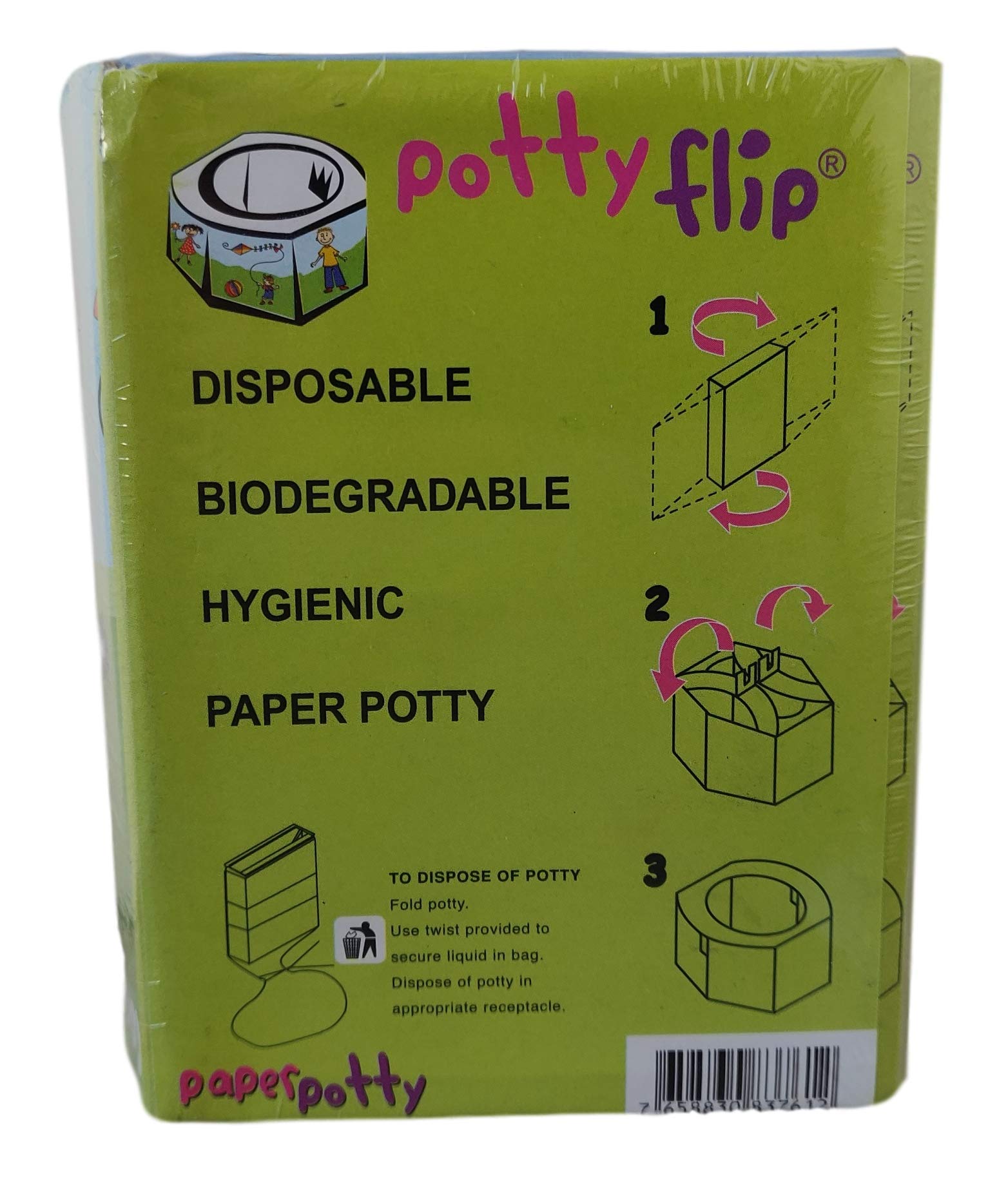 Potty Flip Disposable Potty - 3 Pack - Portable Potty-Training Potty - Disposable Travel Potty - Toddler Potty Training Seat - Supports Children Up to 75lbs