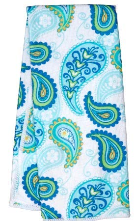 Paisley Decor - Kitchen Linen Set 4 Pc Celebrate with These Springtime Paisley and Flower Linens - Blue Sets Include Kitchen Towel 2 Potholders 1 Oven Mitt - Potholders - Kitchen Decor - Oven Mitts