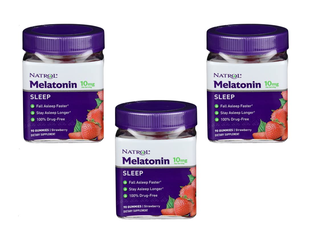 Natrol Melatonin 10 mg Gummies Strawberry - 90 ct, Pack of 3